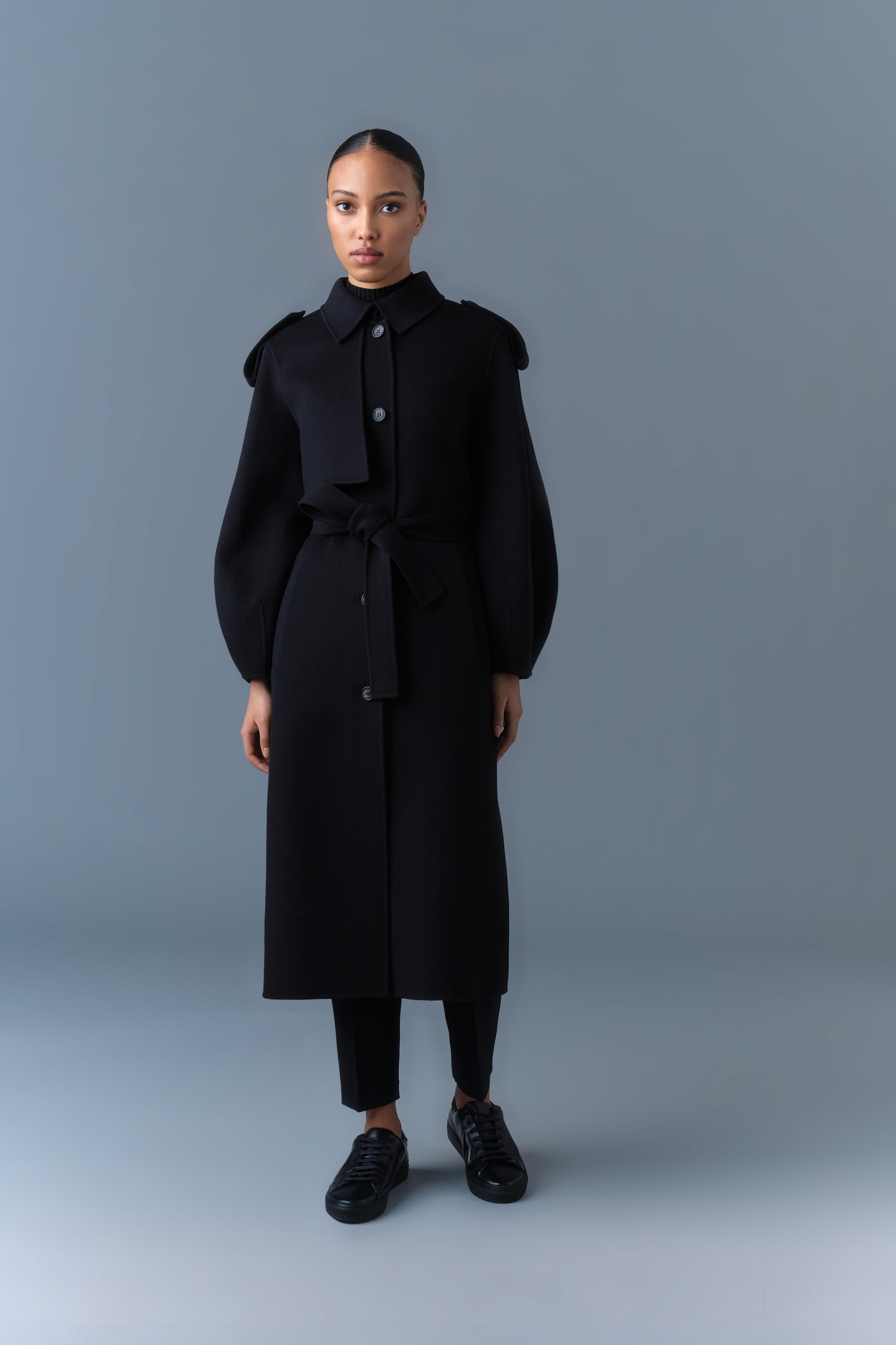 Ceyla, Double-Face wool coat with sash belt | Mackage® UK